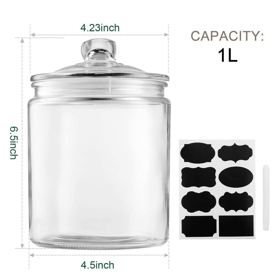 Glass Jars 32oz,Maredash Candy Jar with Lid For Household,Food Grade ...