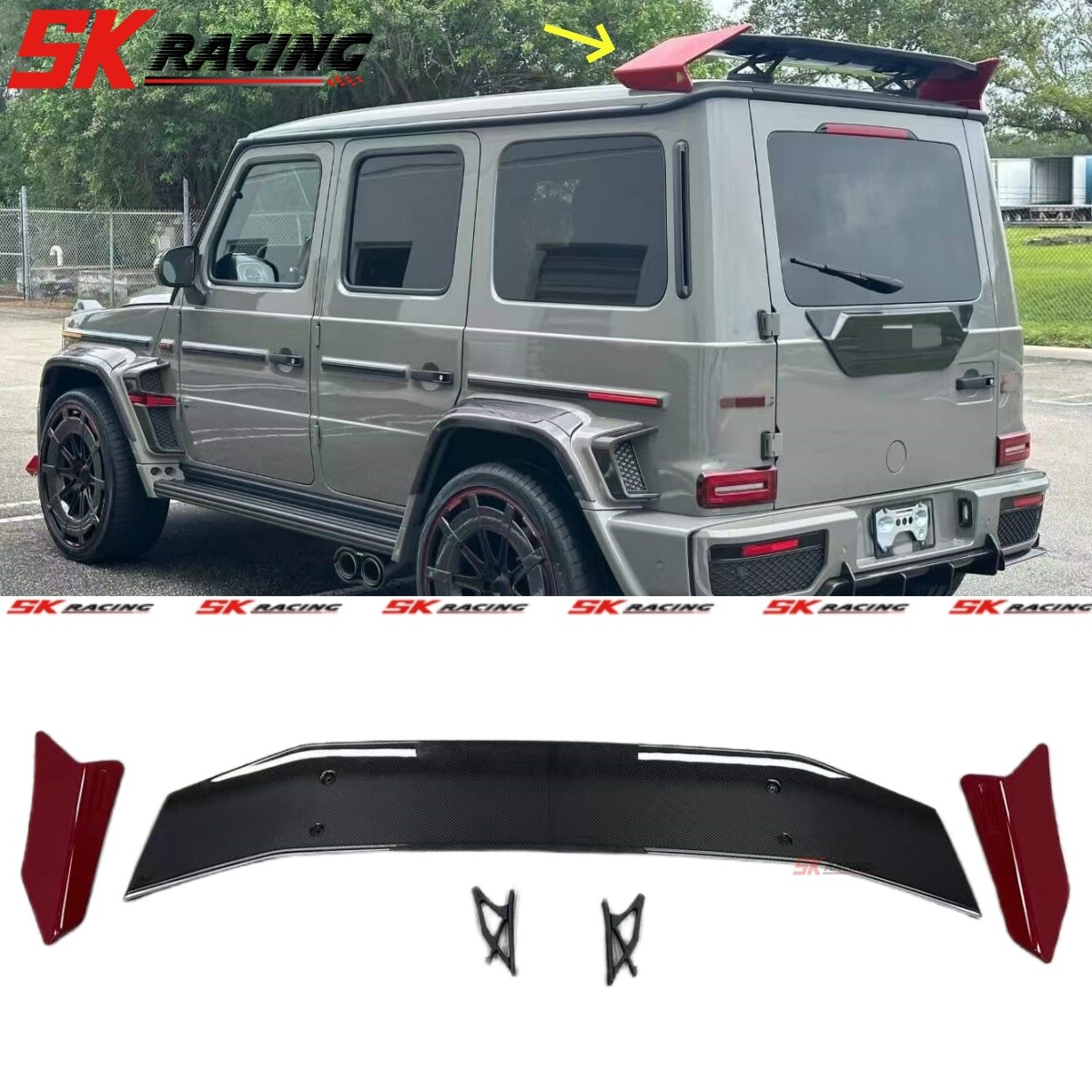 For Mercedes Benz G500 G550 G63 W464 W463 G400D Black+Red Rear Roof ...