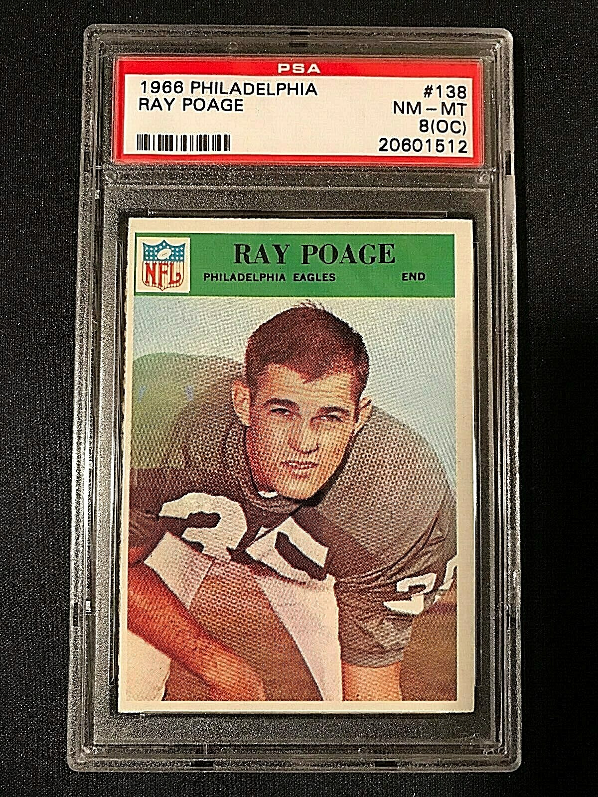 1966 Philadelphia #138 Ray Poage RC PSA NM-MT 8 (OC) #20601512 EAGLES ...