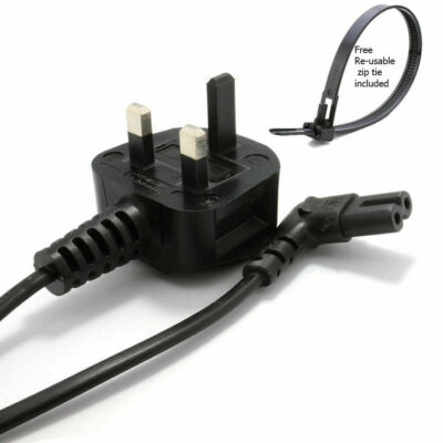 3M Mains Power Cable 3 Pin Moulded UK Plug - Right Angled IEC C7 Figure ...