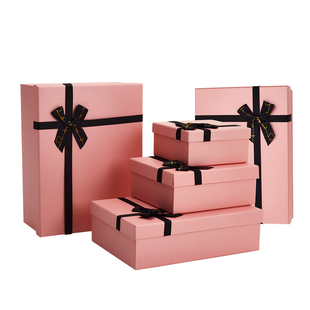 5pcs/set Gift Boxes With Lid Ribbon Christmas Wedding Birthday Present ...