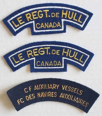 ORIGINAL 3 REGIMENT HULL QUEBEC CANADA CF AUX NAVIRES VESSELS SHOULDER ...