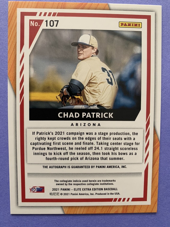 2021 Panini Elite Extra Edition - Signatures #107 Chad Patrick (AUTO ...