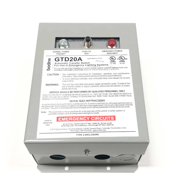 Philips Bodine GTD20A Lighting Relay Control Transfer/Bypass Device ...
