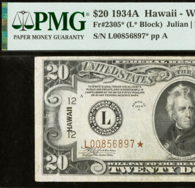 1934A $20 WWII Emergency Issue Star FRN PMG 25 - Hawaii Star Note Fr ...