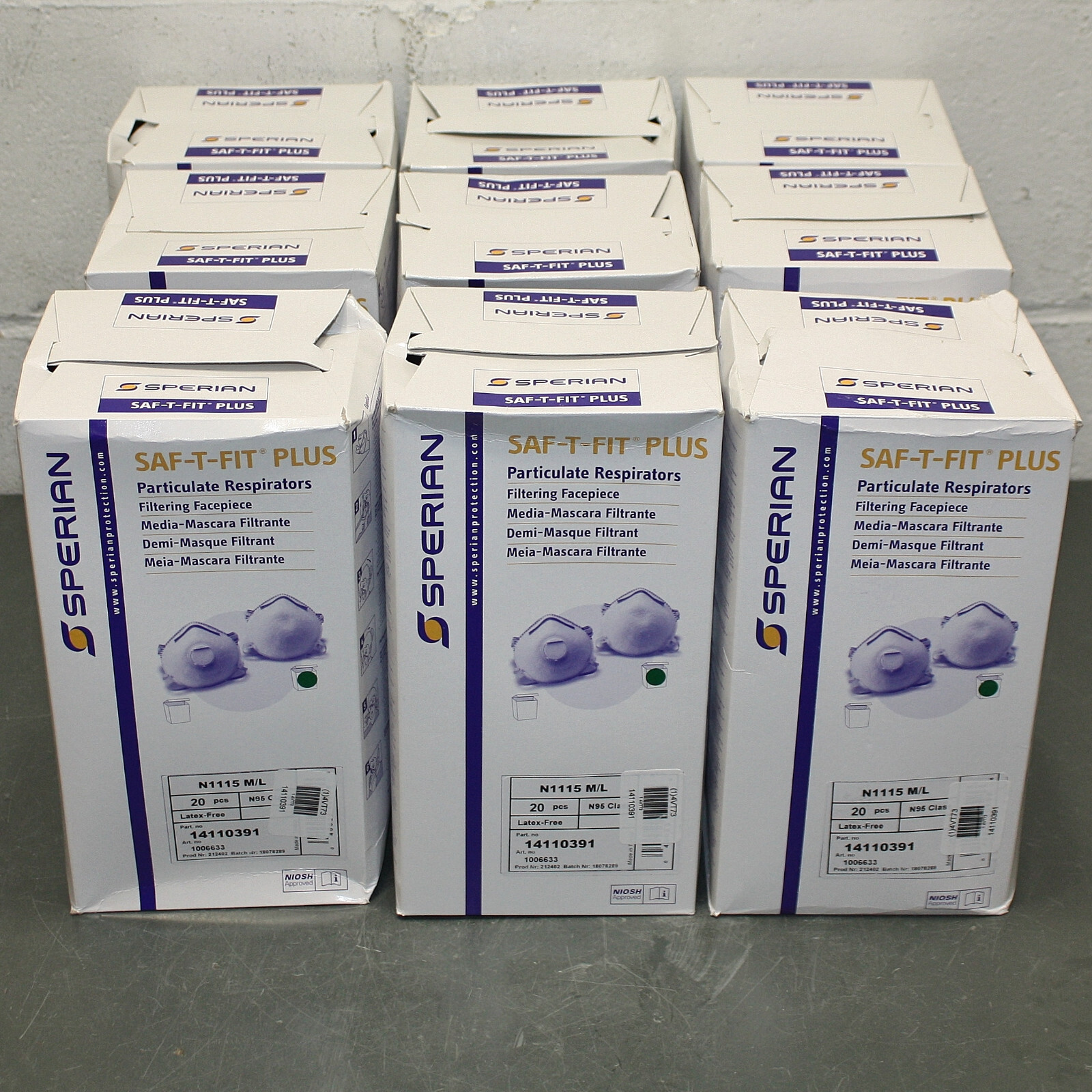 (180) Honeywell Sperian Respirator Face Masks 14110391, N1115 M/L, Saf ...