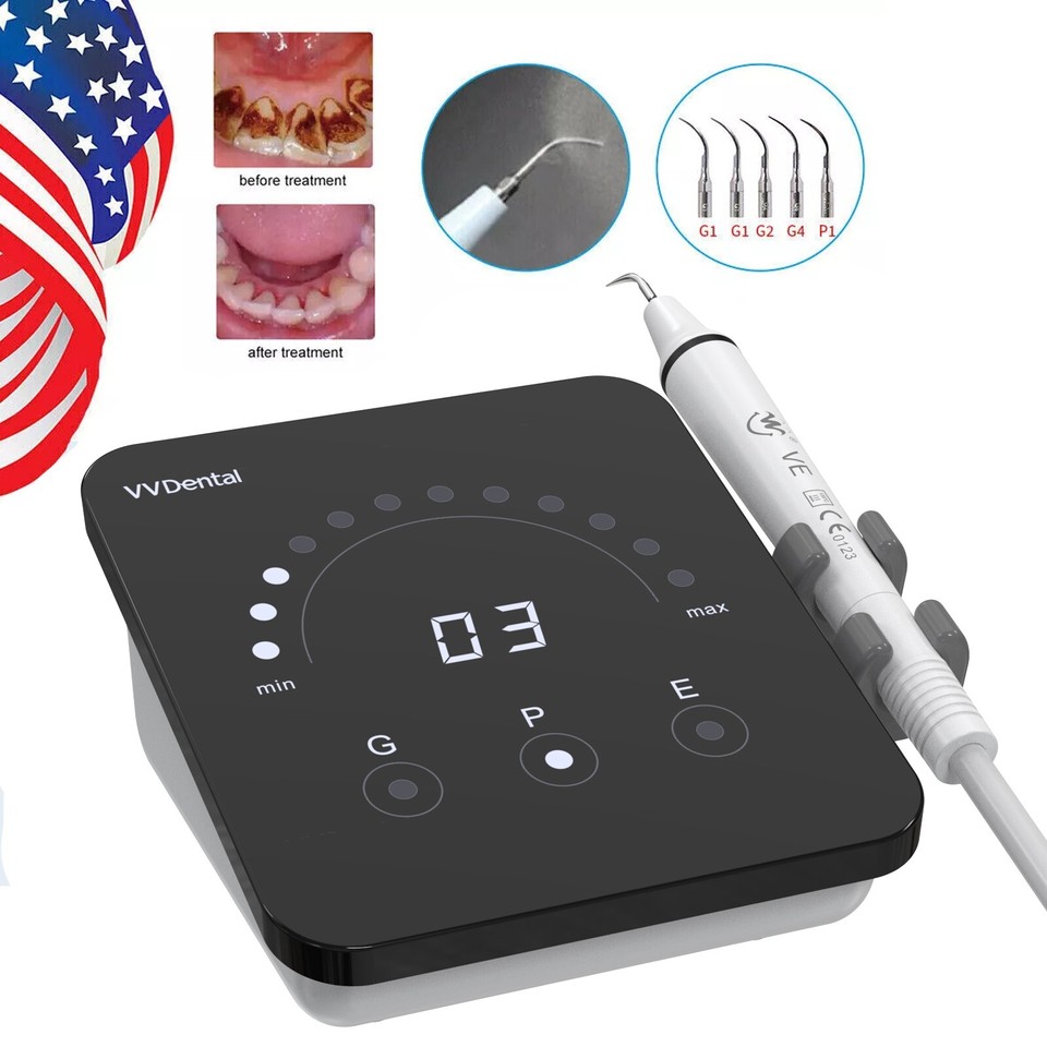 Ultrasonic Dental Piezo Scaler LED Handpiece 5 Tips Fits EMS Cavitron ...