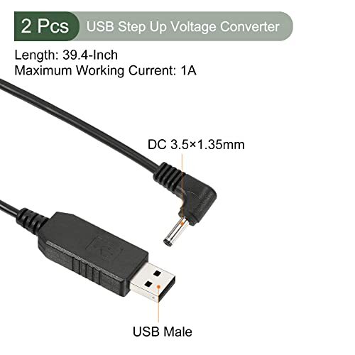 2 Pcs DC 5V to DC 12V USB Step Up Voltage Converter Power Cable with DC ...