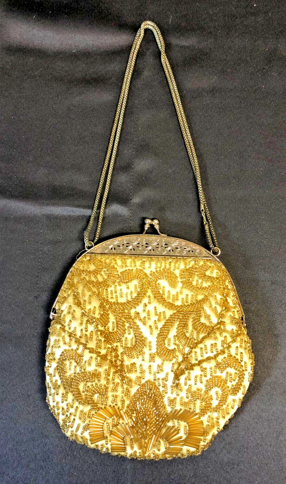 Vintage La Regale Gold Beaded & Yellow Satin Elegant … - Gem