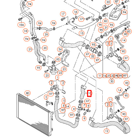 VW TIGUAN MK1 COOLANT PIPE HOSE WITH RELEASE COUPLING 5N0121051C | eBay