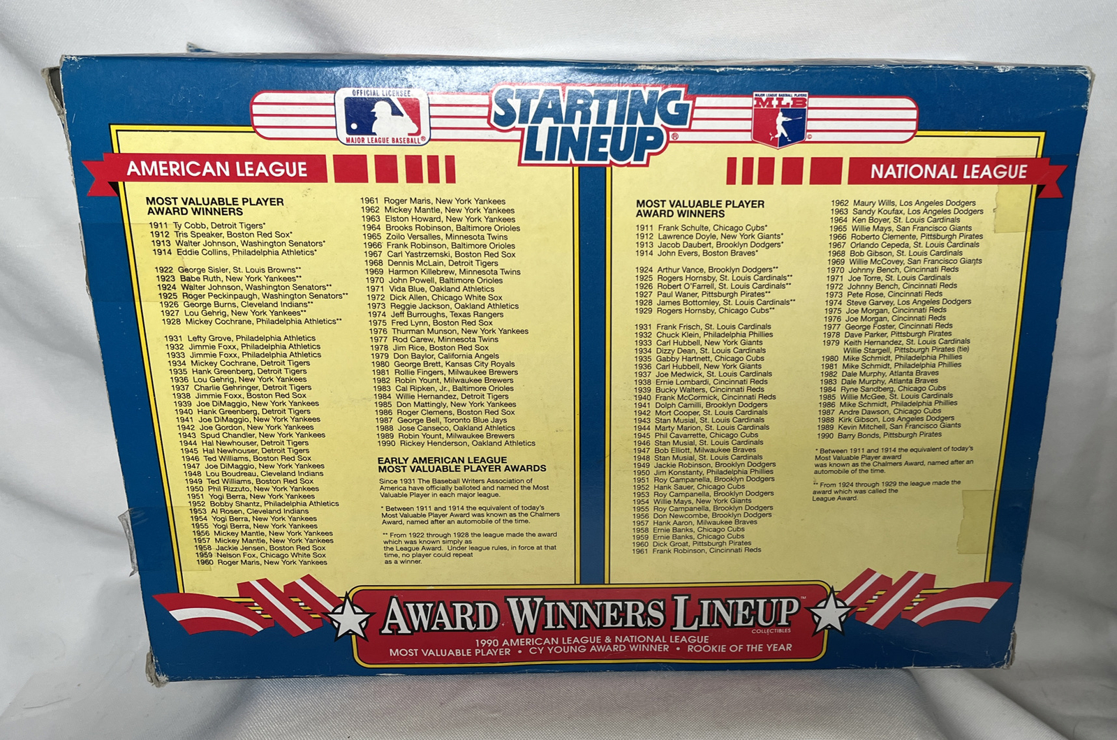 1990 Award Winners Starting Lineup Bonds Henderson Justice Drabek Welch ...