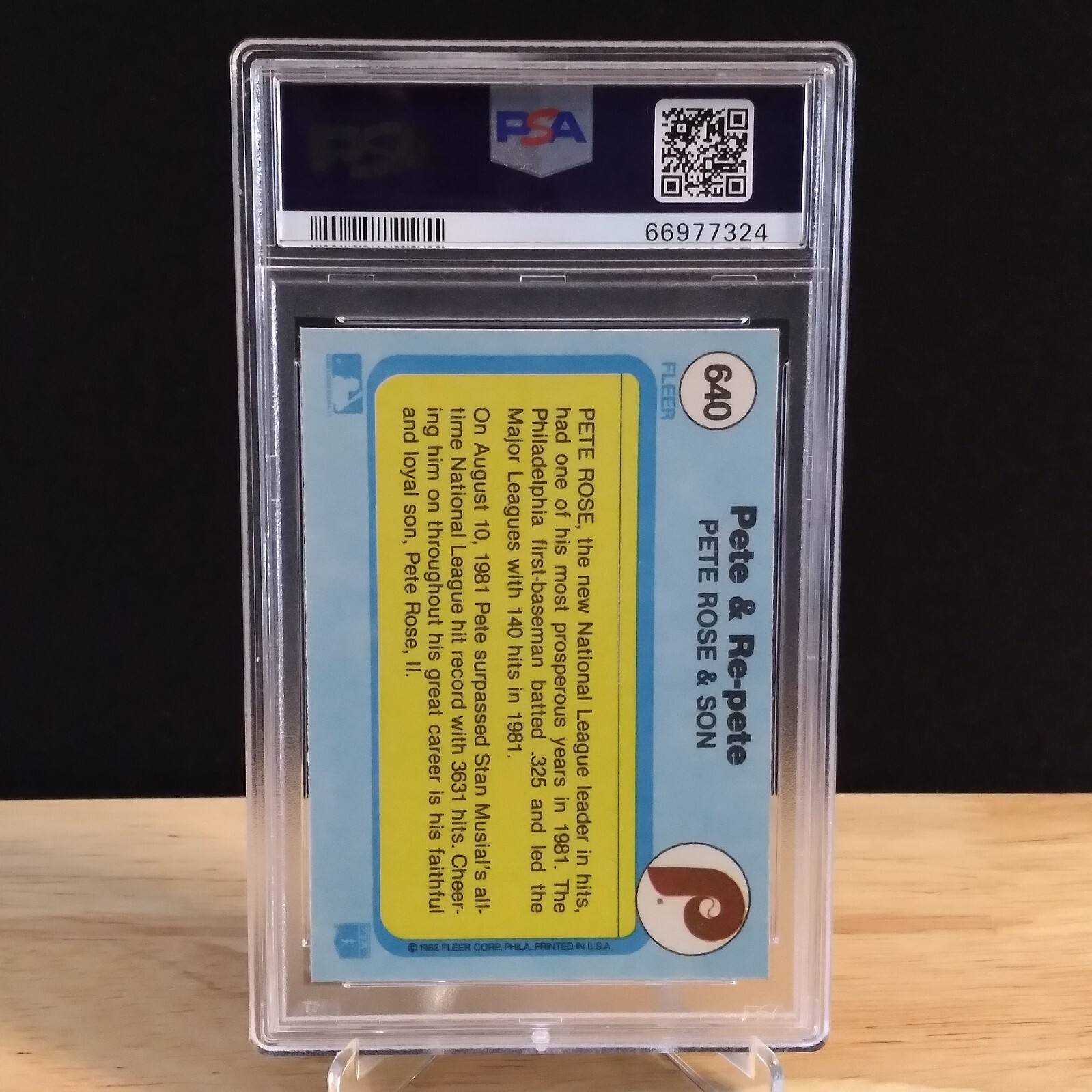 1982 Fleer Pete and Re-Pete Pete Rose Son Baseball Card #640 - PSA MINT ...