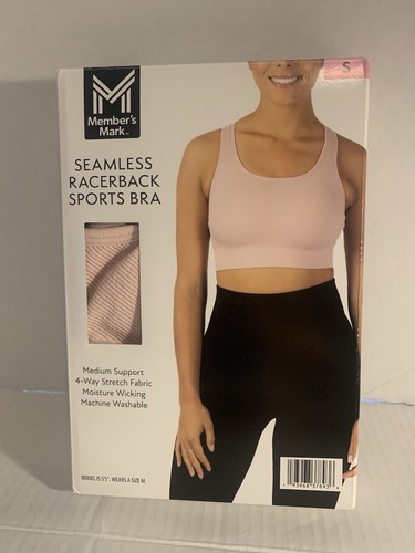 Members Mark Seamless Racer back Sports Bra Pink Small | eBay