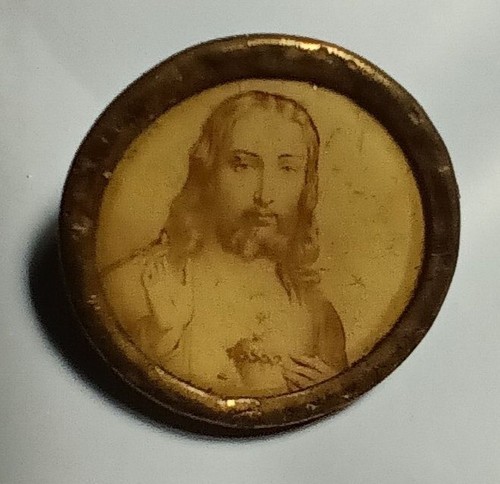 Antique Vintage Jesus Christ Image Pinback Button M Lohmann St Paul 6/8 ...