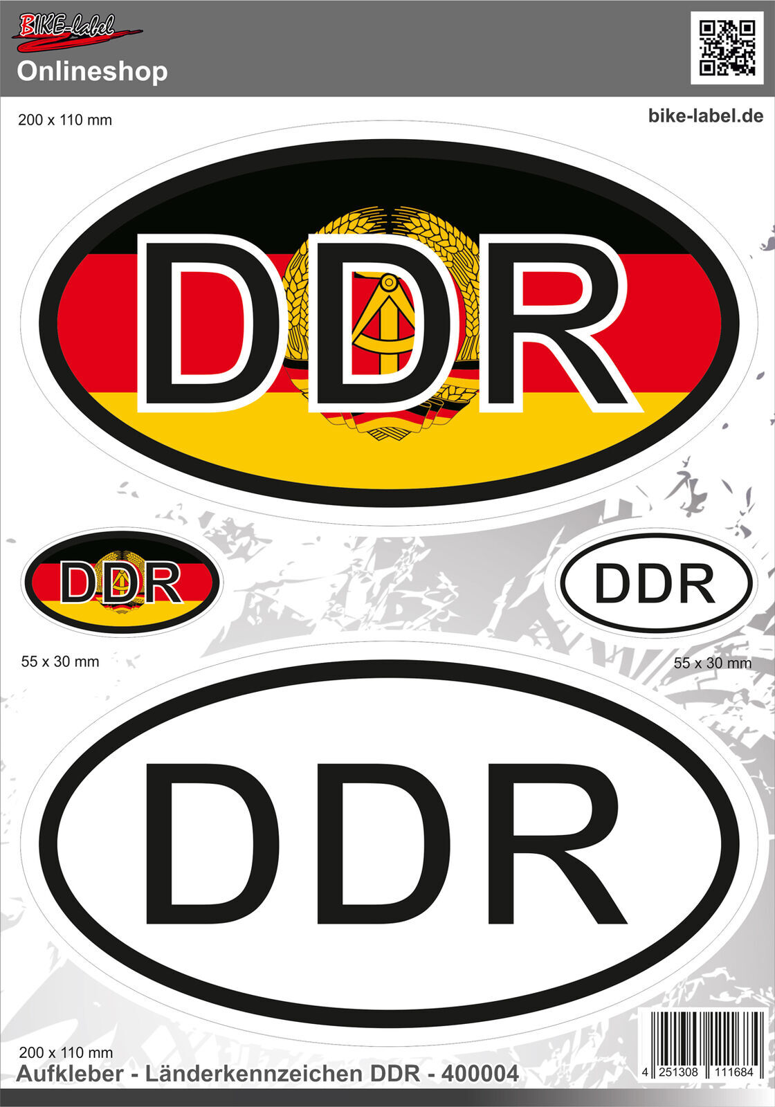 Country code DDR sticker-car-caravan-motorcycle 400004 | eBay