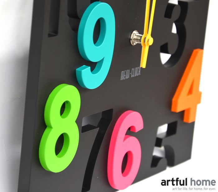 Colorful Modern Contemporary Wall Desk Clock with Hollowed-Out Numbers ...