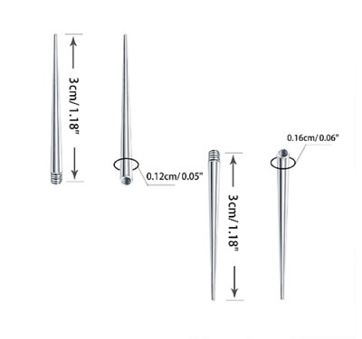 Steel Taper Insertion Pins Ear Stretching Threadless Push Pin Jewellery ...
