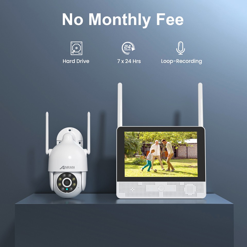 ANRAN Wireless CCTV WiFI Security Camera System 3MP Outdoor +Monitor IR ...