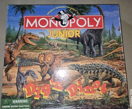 MONOPOLY JUNIOR DIG'N DINOS BOARD GAME COMPLETE 1998 BAGS SEALED INSIDE ...