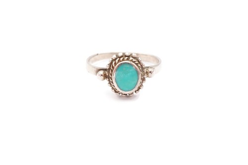 Vintage Sterling Silver 925 Turquoise Ring Size 9 Dotted | eBay