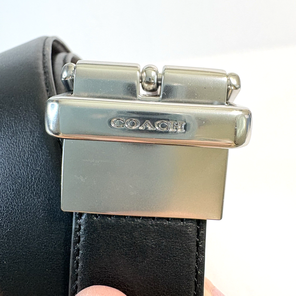 Coach Men's Reversible Leather Belt Size 42 Black Brown Silvertone ...