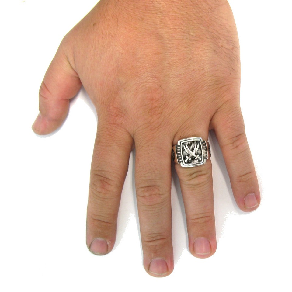 Sterling Silver Men's Ring Solid Stamped 925 Two Swords Handcrafted | eBay