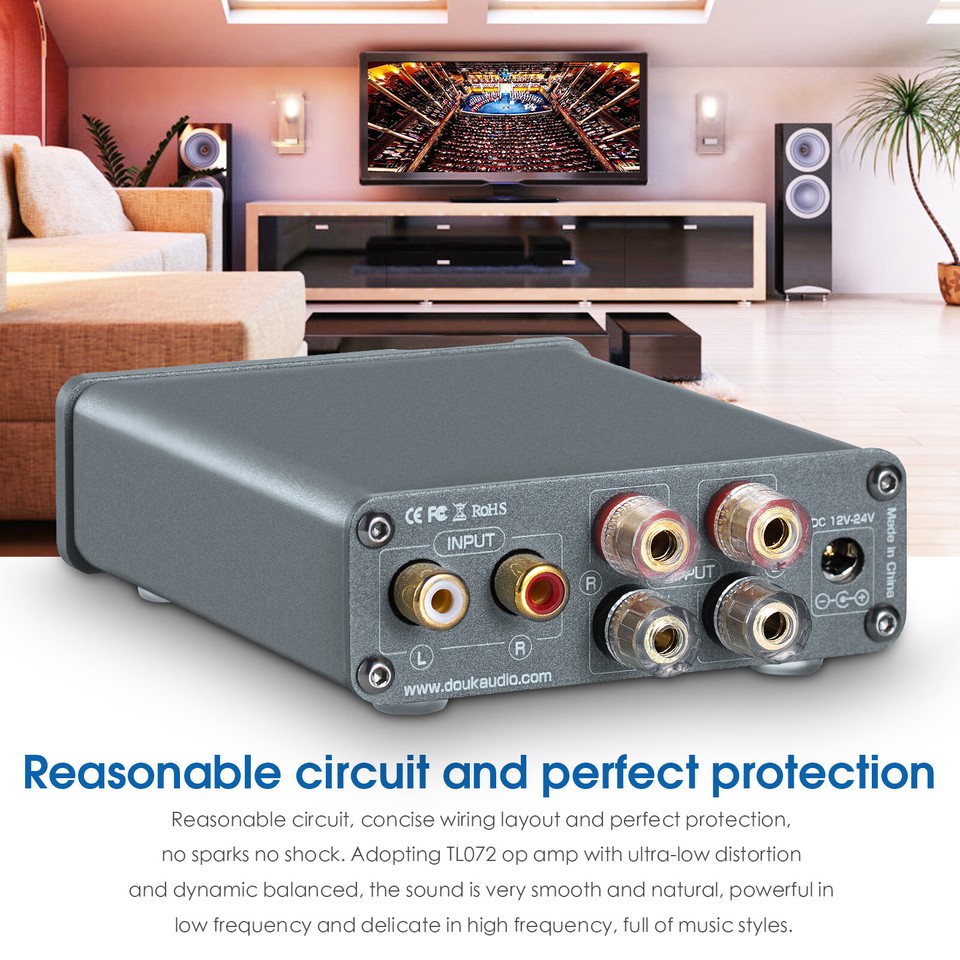 Mini Class D Power Amplifier HiFi Stereo 2.0 Channel Digital Audio Amp ...