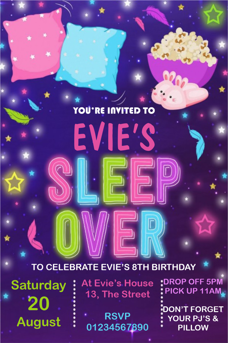 Sleep Over Invitations Sample Pillow Case Un Slumber Party Invitations