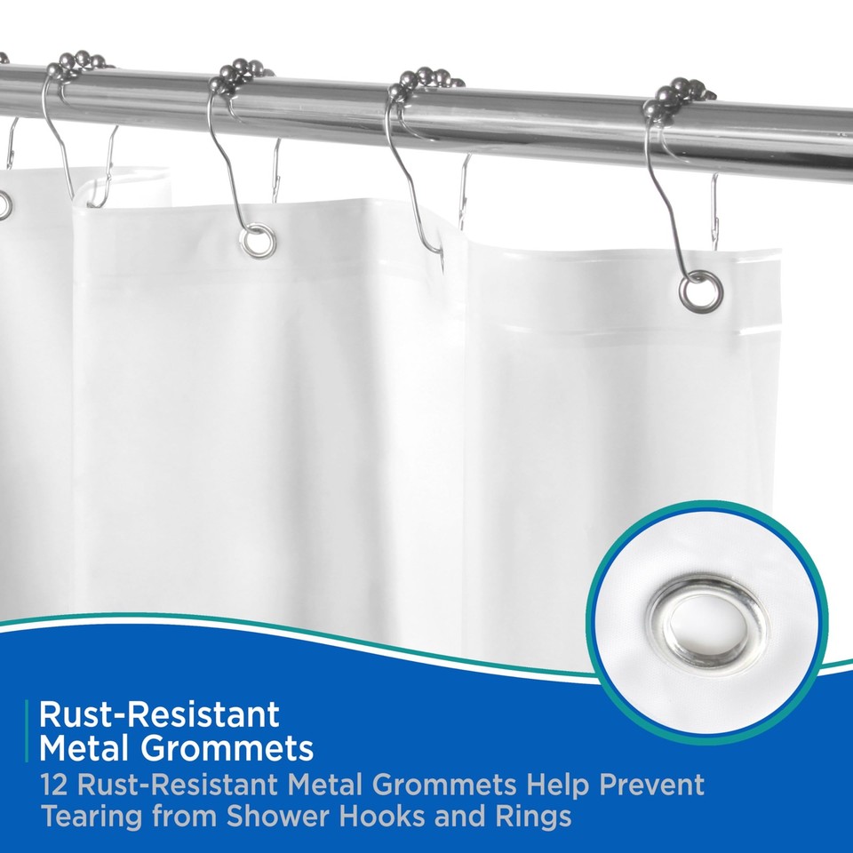 KN61440 Medium Weight 5 Gauge Waterproof PEVA Shower Curtain Liner with ...