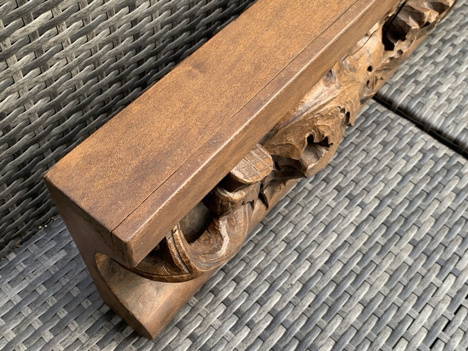 1950 Panel Oak Relief Signed Frog Gargoyle Chimera Wood Foliage Design ...