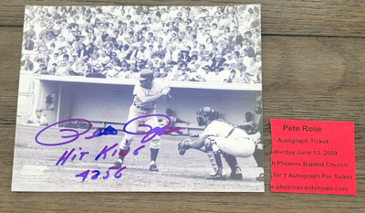 PETE ROSE Signed Photo Cincinnati Reds 8x10 Autograph with HIT KING ...