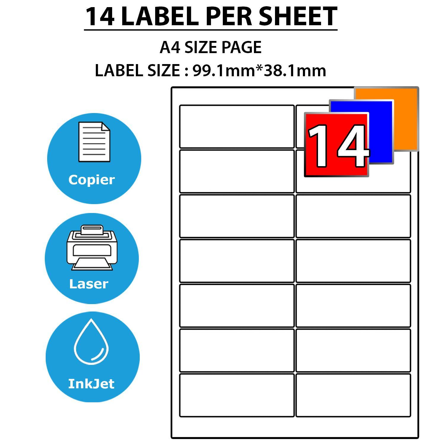 Address Labels White A4 Sheets Sticky Self Adhesive for Inkjet / Laser ...