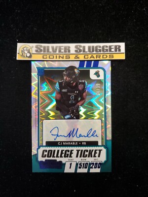 2021 CJ Marable Contenders Draft College Ticket Blue Explosion Auto RC ...