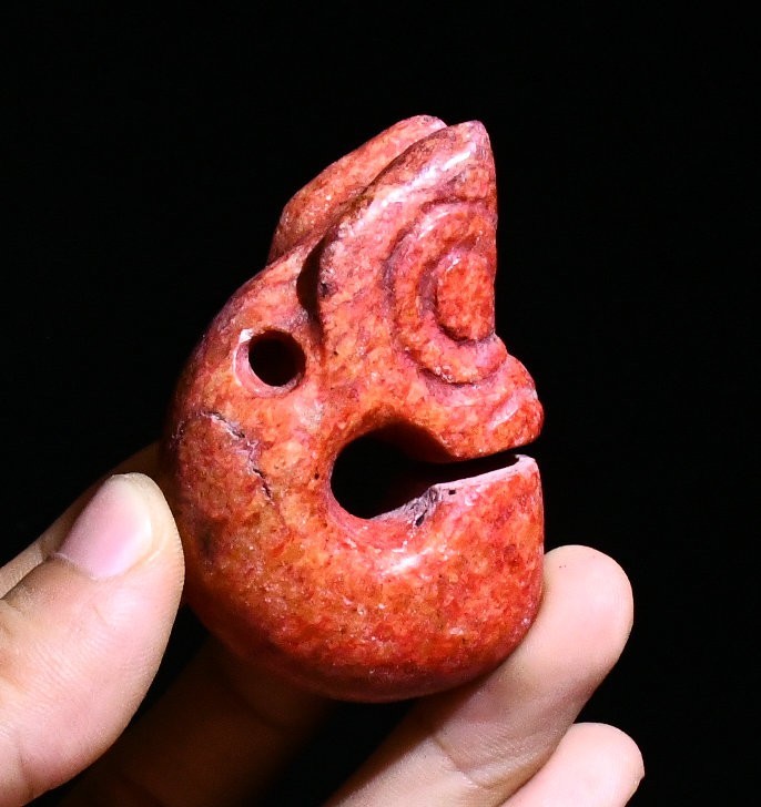 5.5CM China Hongshan Culture Old Jade Carved Yu Pig Dragon Hook Amulet ...