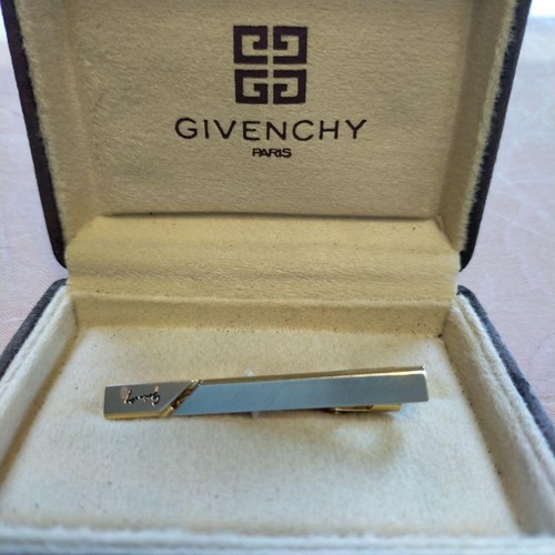 GIVENCHY authentic necktie pin gold plated simple design logo engraved ...