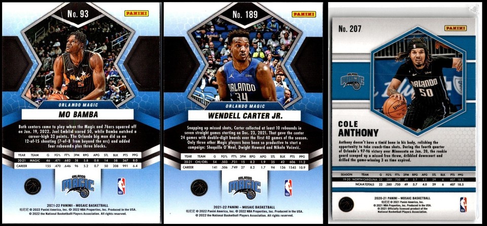 Panini Mosaic Orlando Magic (3) Card Lot - BRING HOME SOMETHING TRULY ...