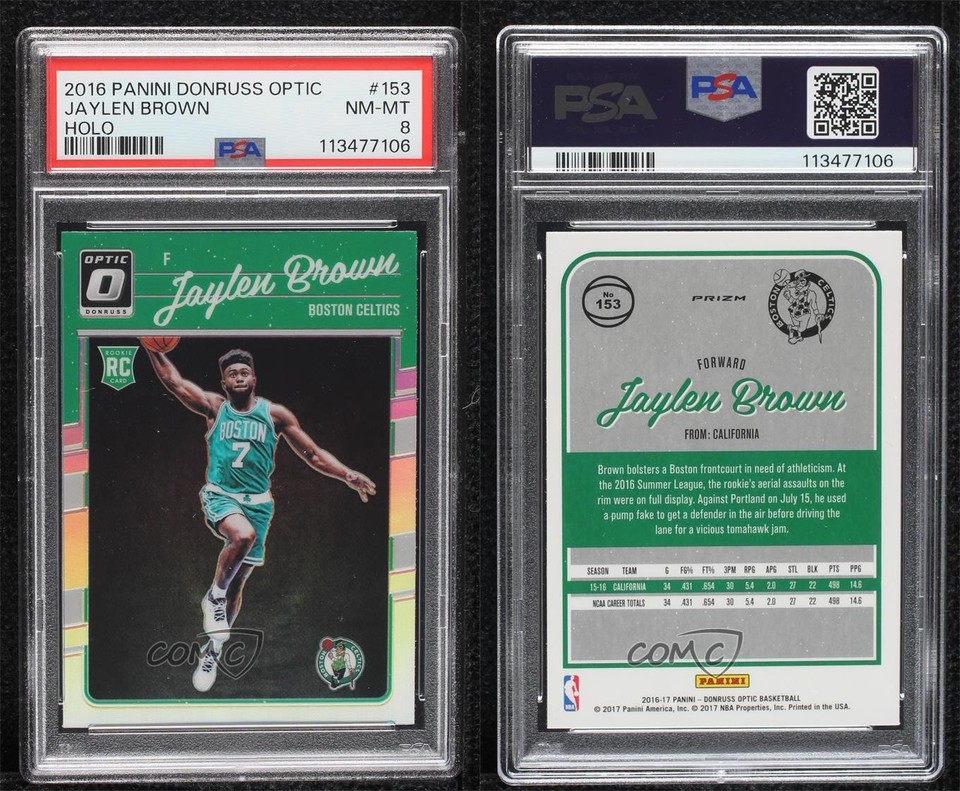 2016-17 Panini Donruss Optic Holo Silver Prizm Jaylen Brown PSA 8 ...