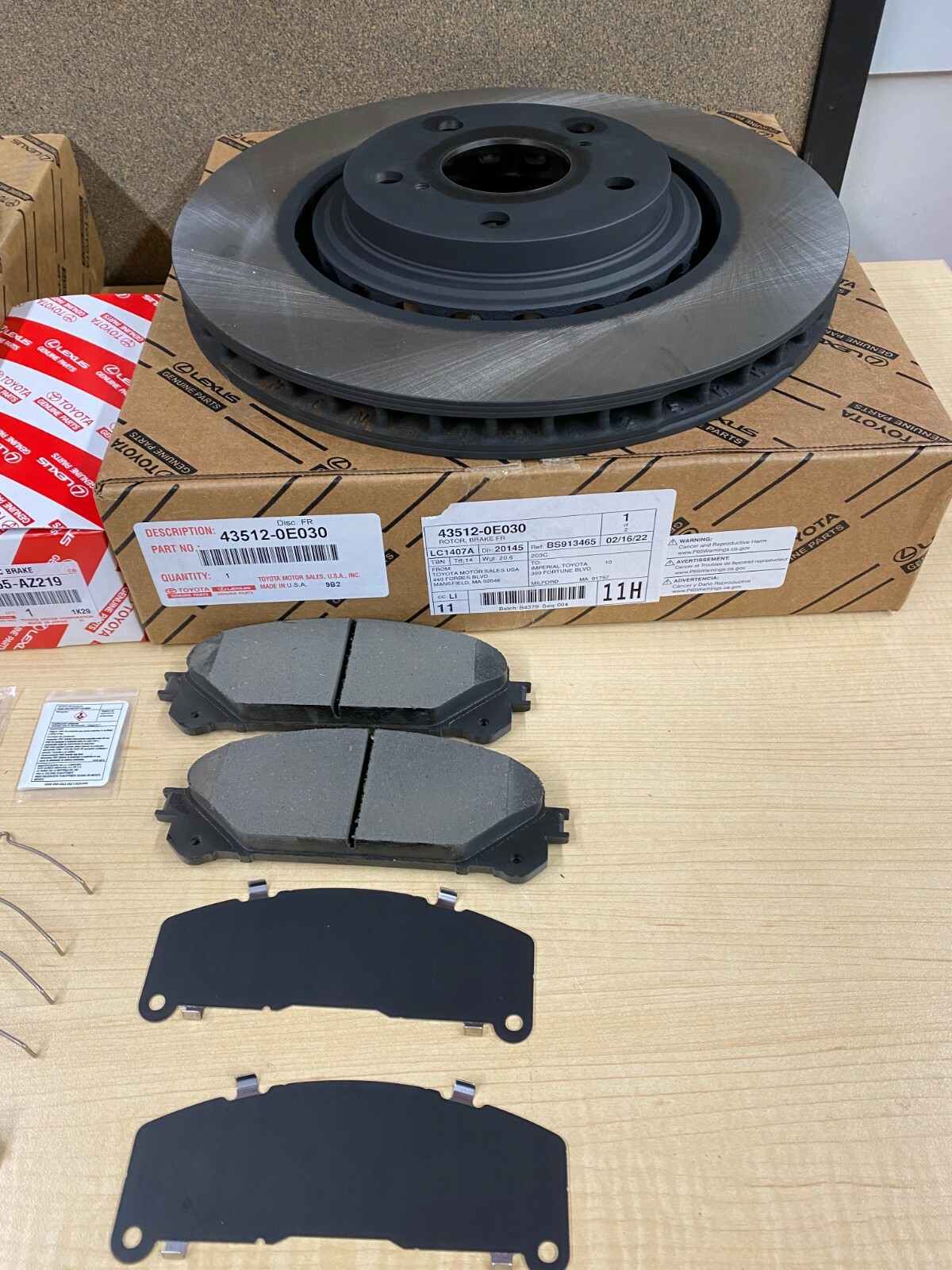 2010-2015 LEXUS RX350 RX450H OEM GENUINE FRONT BRAKE ROTORS, TCMC PADS ...