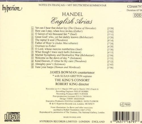Handel - English Arias - James Bowman (countertenor) | eBay Australia
