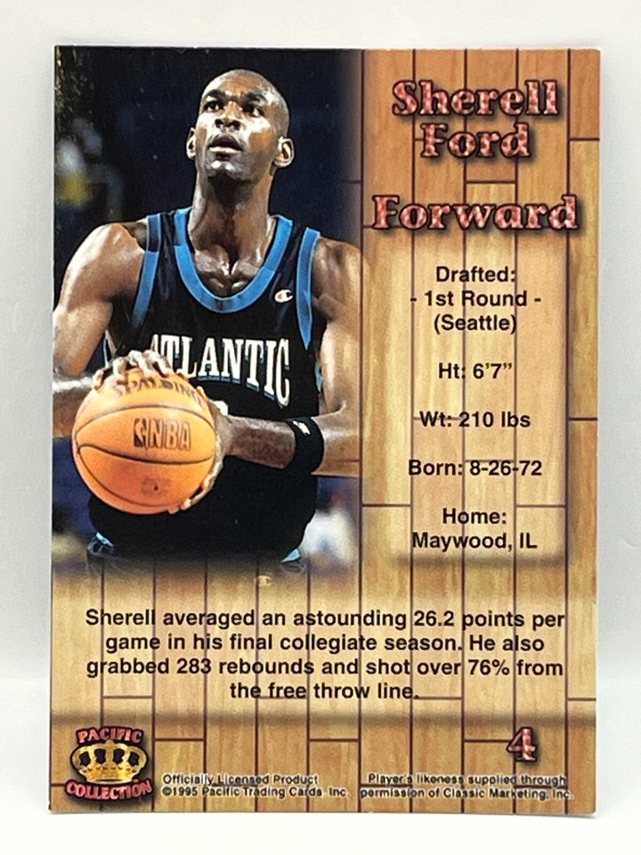 1995 Pacific Crown Collection Basketball Card #4 Sherrell Ford - Blue ...