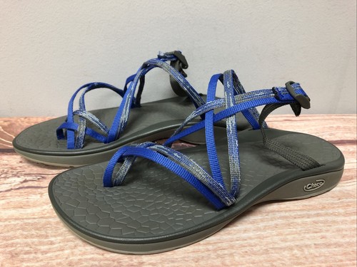 Chacos Blue Double Strap Toe Loop Strappy Slide Sandals Womens 7 (8I24 ...