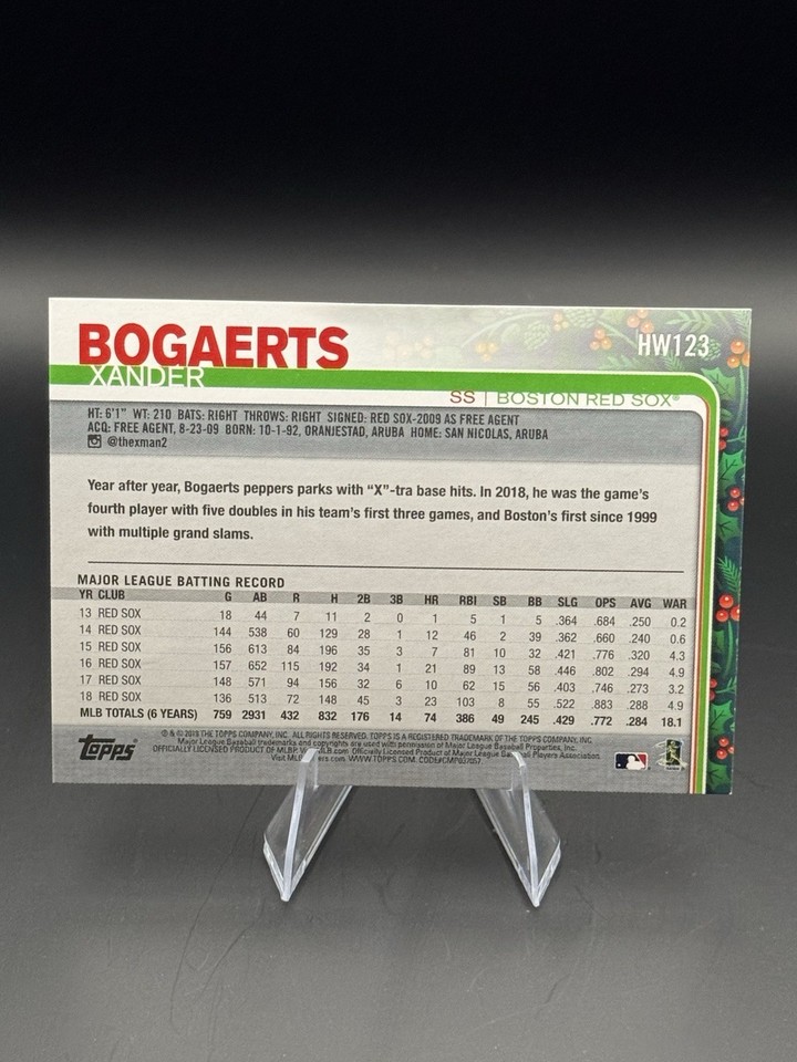 2019 Topps Holiday - Xander Bogaerts #HW123 (Originals Topps Buyback ...