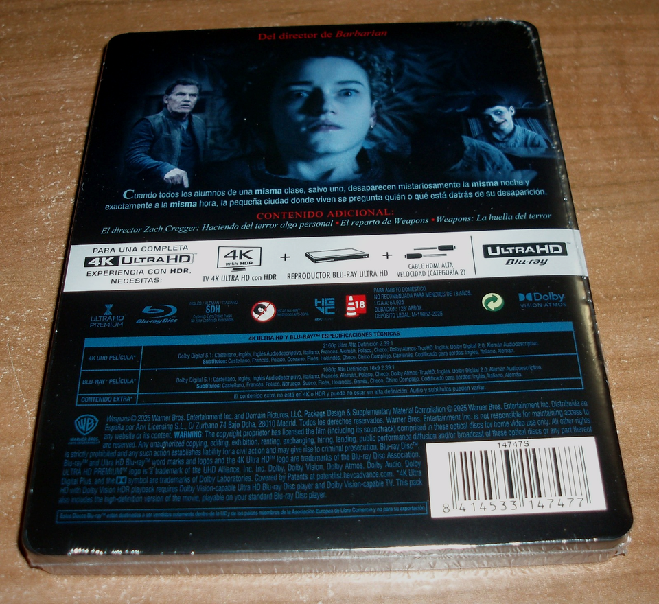 Weapons (Weapons) Limitée 4K UHD + Blu-Ray Neuf Scelle Steelbook ...