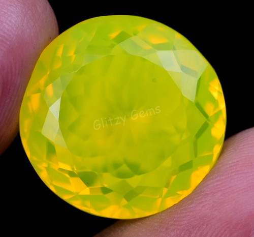 Natural Neon Yellow Opal 27.40 Ct Round Certified Untreated Rare Loose ...