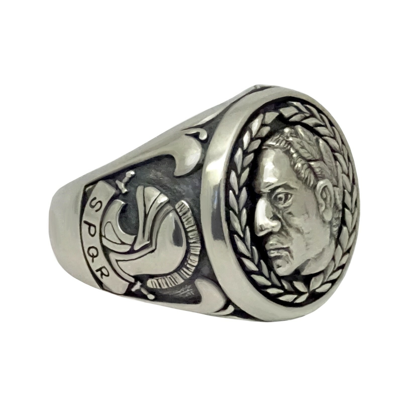 Roman Emperor Gaius Julius Caesar Sterling Silver Men's Ring SPQR Army ...