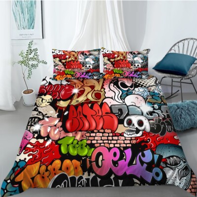 Street Graffiti Quilt/Doona/Duvet Cover Pillowcase Bedding Set | eBay