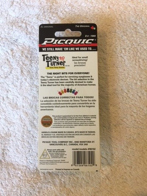 PICQUIC TEENY TURNER Screwdriver Small, Multi Bit, 7 Bits 1" long ...