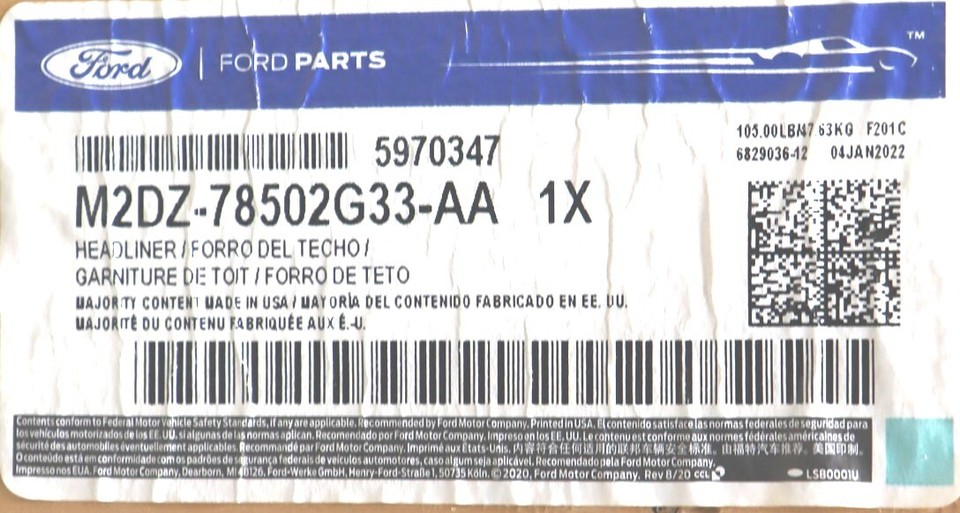 NEW OEM Ford 4-Door Hard Top Roof Rear Cap M2DZ-78502G33-AA Ford Bronco ...