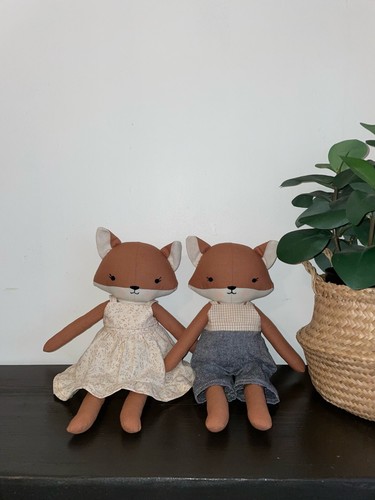 Handcrafted, homemade stuffed fox. One set of clothes included. | eBay