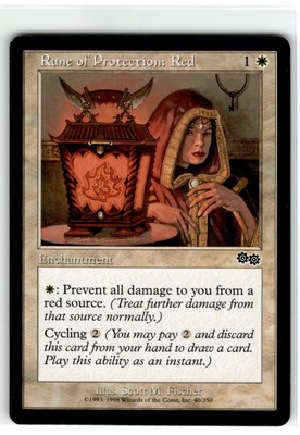 MTG Magic The Gathering Rune Of Protection: Red Common Moderately ...